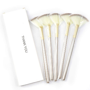 Slim Soft Facial Fan Brush,Makeup Cosmetic Multi Use, Mask Acid Applicator for Glycolic Peel Masques,Chemical Peel Brush,Pack of 5