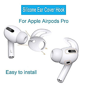 Ear Covers and Hooks Accessories Compatible with Apple AirPods Pro, 4 Pairs Professional Anti-Slip Silicone Earbuds Tips Hook Compatible with Apple Airpods Pro (2 White+2 Black)