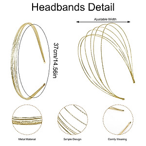 Tobeffect Multi Layers Metal Headbands for Women, 2Packs Fashion Thin Headband Layered Gold Elegant Hairbands Headpiece Hair Accessories for Girls