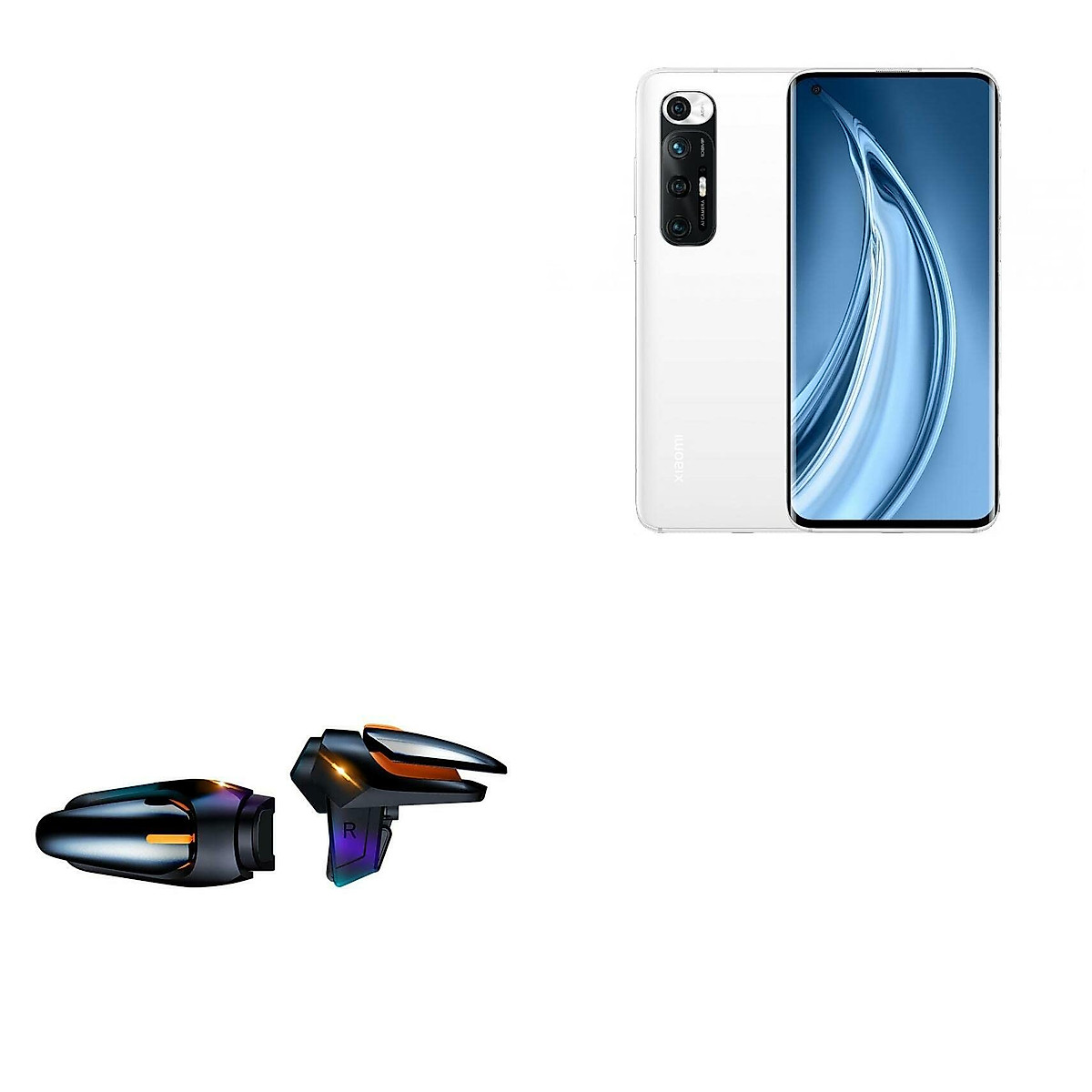 BoxWave Gaming Gear Compatible with Xiaomi Mi 10S - Touchscreen QuickTrigger Auto, Trigger Buttons Autofire Gaming Mobile FPS - Jet Black