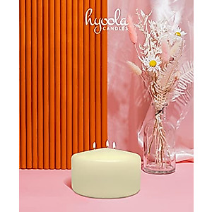 HYOOLA Ivory Three Wick Large Candle - 6 x 3 Inch - Unscented Big Pillar Candles - 62 Hour - European Made