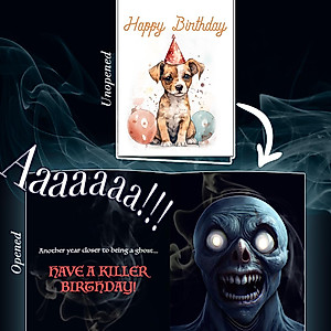 Joyadora Scary Prank Birthday Card - Pop Up Card with Scary Horror Sound when Opened - Jump Scare for All Ages