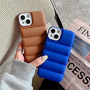 Case for iPhone 14 Pro,Luxury Down Jacket Design Soft Unzip Sofa Silicone Puffer Touch Cloth Full Portection Shockproof Girls Women Phone Case for iPhone 14 Pro,6.1 inch 2022 (Brown)