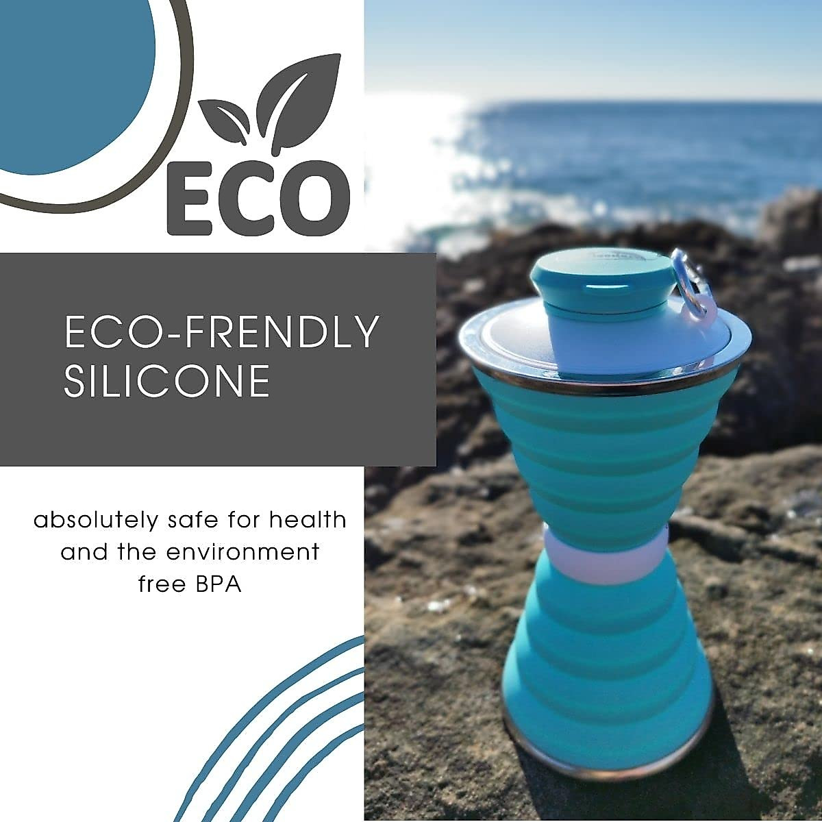 Collapsible water bottles for travel 500 ml, Foldable sports water bottles, small silicone reusable portable water bottle 17 Oz, collapsible water cups for sports hiking running, BPA Free, green