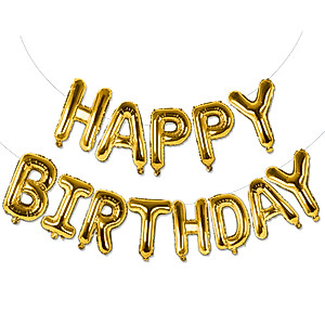 Letter Balloons - Custom Phrase 16" Inch Alphabet Letters & Numbers Foil Mylar Balloon | Create Your Own Balloon Banner | Customized / Personalized Phrase With Mini Blow Up Gold Letter Balloons