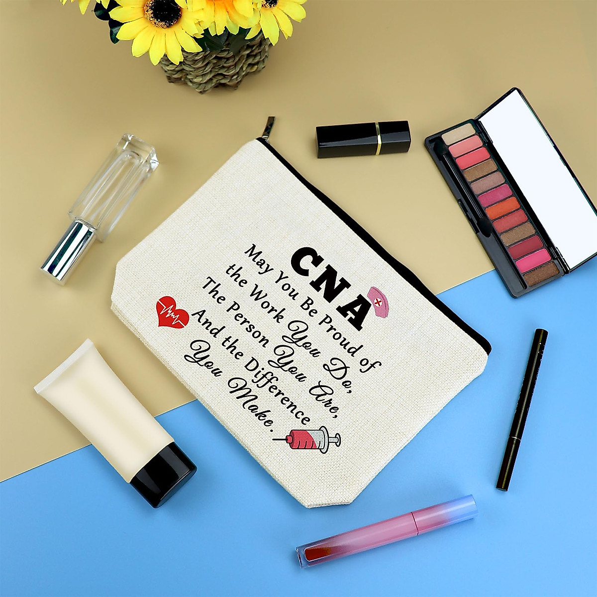 CNA Gift Cosmetic Bag Certified Nursing Assistant Gifts CNA Appreciation Gift Makeup Bag CNA Thank You Gift CNA Week Gifts Retirement Thanksgiving Birthday Gift for CNA Coworker Volunteer Travel Pouch