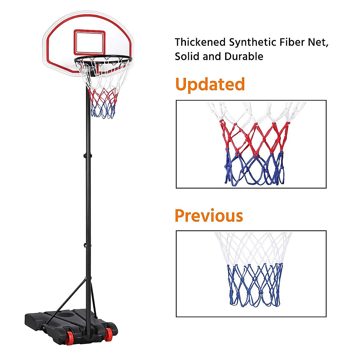 Yaheetech Portable Basketball Hoop System 5.2-7 ft Height Adjustable Basketball Stand for Youth Indoor/Outdoor w/Wheels 29 Inch Backboard Basketball Goals
