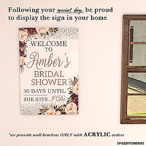 Rose Gold Bridal Shower Sign - Custom Bridal Shower Welcome Sign - Personalized Bridal Shower Backdrop - Floral Bridal Shower Banner