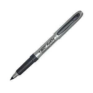 BIC Roller Glide Grip Pen, Fine Point (0.7mm), Black, 12-Count