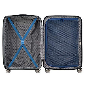 Delsey Luggage Comete 2.0 Medium Checked Luggage, Hard Case Expandable Spinner (Steel Blue)