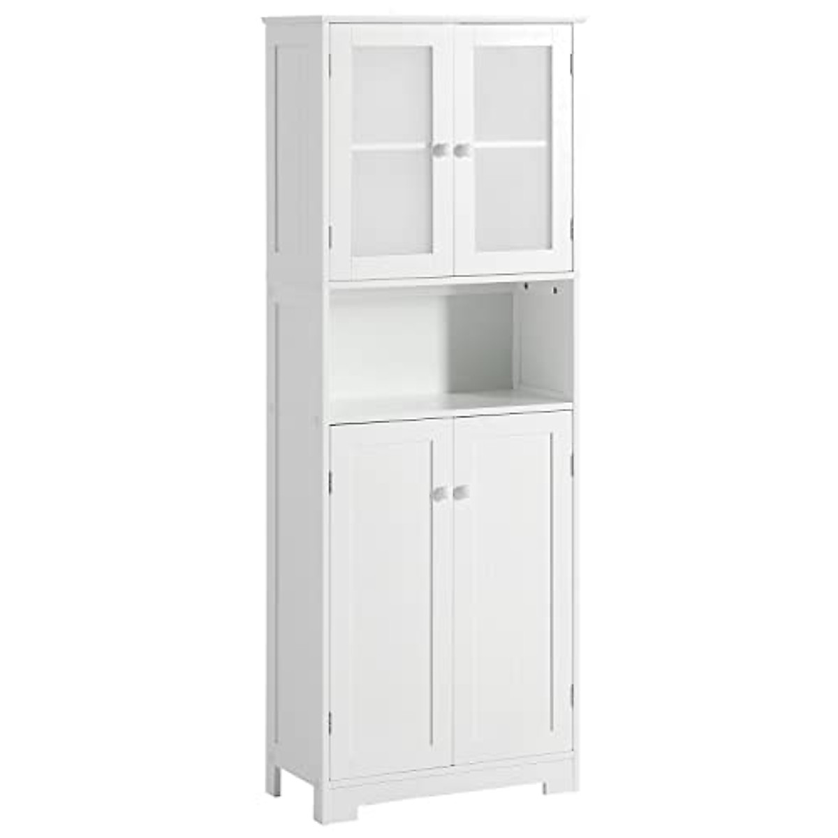 Tiptiper Tall Storage Cabinet with with Glass Doors & Adjustable Shelves, Large Linen Cabinet Closet for Bathroom, Kitchen, 11.8" D x 23.6" W x 64" H, White