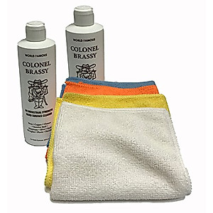 Colonel Brassy 2-Pack Metal Chrome Aluminum Plastic Cleaner with 4-Pack Grace I AM Microfiber polishing Towel/Cloth