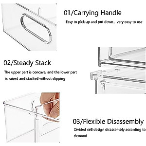 YouLike 1pack Stackable Refrigerator Organizer Bins with Pull-Out Drawer， Fridge Drawers Containers， Refrigerator, Freezer, Vanity & Fridge Organization and Storage