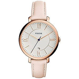 Fossil Women's Jacqueline Quartz Stainless Steel and Leather Watch, Color: Rose Gold, Blush Pink (Model: ES3988)