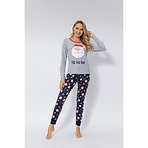 MyFav Christmas Pajamas Set Matching Family PJ's Santa Claus Printed Sleepwear for Boys and Girls, Santa Claus, 14Y