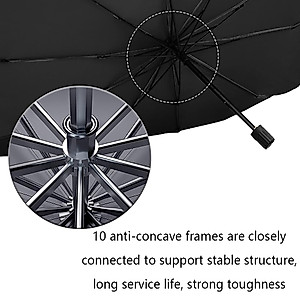 IHOTDER Cool Windshield Sun Shade Umbrella - New Titanium Silver Reflector Blocks 99% of UV Through Automotive Glass - Summer Car Essential Windshield Cover with Opening Design, 55.12*30.7*0.3inch