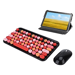 TOPINCN Wireless Keyboard Mouse, 2.4GHz Technology Gaming Keyboard Mouse for Computer (Red Black)