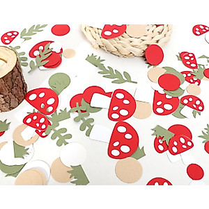 200PCS Mushroom Confetti - Woodland Party Table Decor, Woodland Confetti, Mushroom Theme Birthday Decorations, Fairy Party Confetti, Wild One Birthday Decor