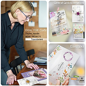 Thick Translucent Vellum Paper, Oplymio 42 Sheets 167GSM Printable Tracing Vellum Paper for Invitations, Envelopes, Heat Embossing, Belly Bands(8.5 x 11 Inches)