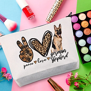 WZMPA Funny German Shepherd Cosmetic Bag German Shepherd Lover Gift Peace Love German Shepherd Makeup Zipper Pouch Bag Dog Lover Gift (Peace German Shepherd)