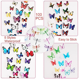 100 PCS Butterfly Dragonfly Wall Sticker, 3D Butterflies Decor Dragonfly Butterfly Decals for Removable Mural Stickers Home Bedroom Decoration