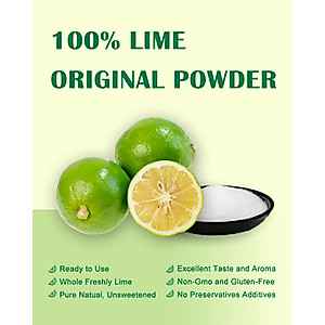 ORGFUN Original Lime Powder, Whole Lime Juice Freeze Dried Powder, Fresh Squeezed Lime Juice Prefer for Cocktails, Drinks, Smoothies, and Cooking 7.06 Oz