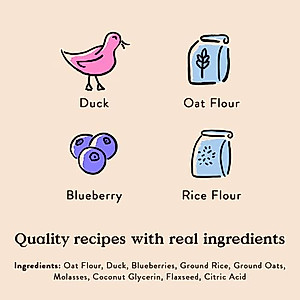 Bocce's Bakery Quack, Quack, Quack Training Treats for Dogs, Wheat-Free Dog Treats, Made with Real Ingredients, Baked in The USA, All-Natural & Low Calorie Training Bites, Duck & Blueberry, 6 oz