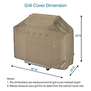 Unicook Grill Cover 55 Inch, Heavy Duty Waterproof BBQ Cover with Sealed Seam, Rip and Fade Resistant BBQ Grill Cover, Compatible with Weber Charbroil Grills, 55" W x 23" D x 42" H, Neutral Taupe