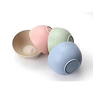 Flux Kitchenware Unbreakable Cereal Bowls - Wheat Straw Fiber - Lightweight Bowl - Dishwasher Microwave Safe - BPA Free - Ideal for Cereal Salad Soup Noodle Rice Fruit Dessert (4 Pieces)