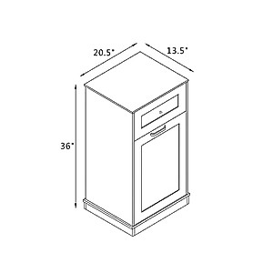 Goodyo Tilt Out Kitchen Trash Can Cabinet Wooden Trash Can Holder, Oak Top ,White w/ Drawer
