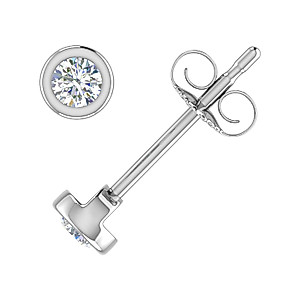 1/5 Carat Bezel Set Diamond Stud Earrings in 10K White Gold