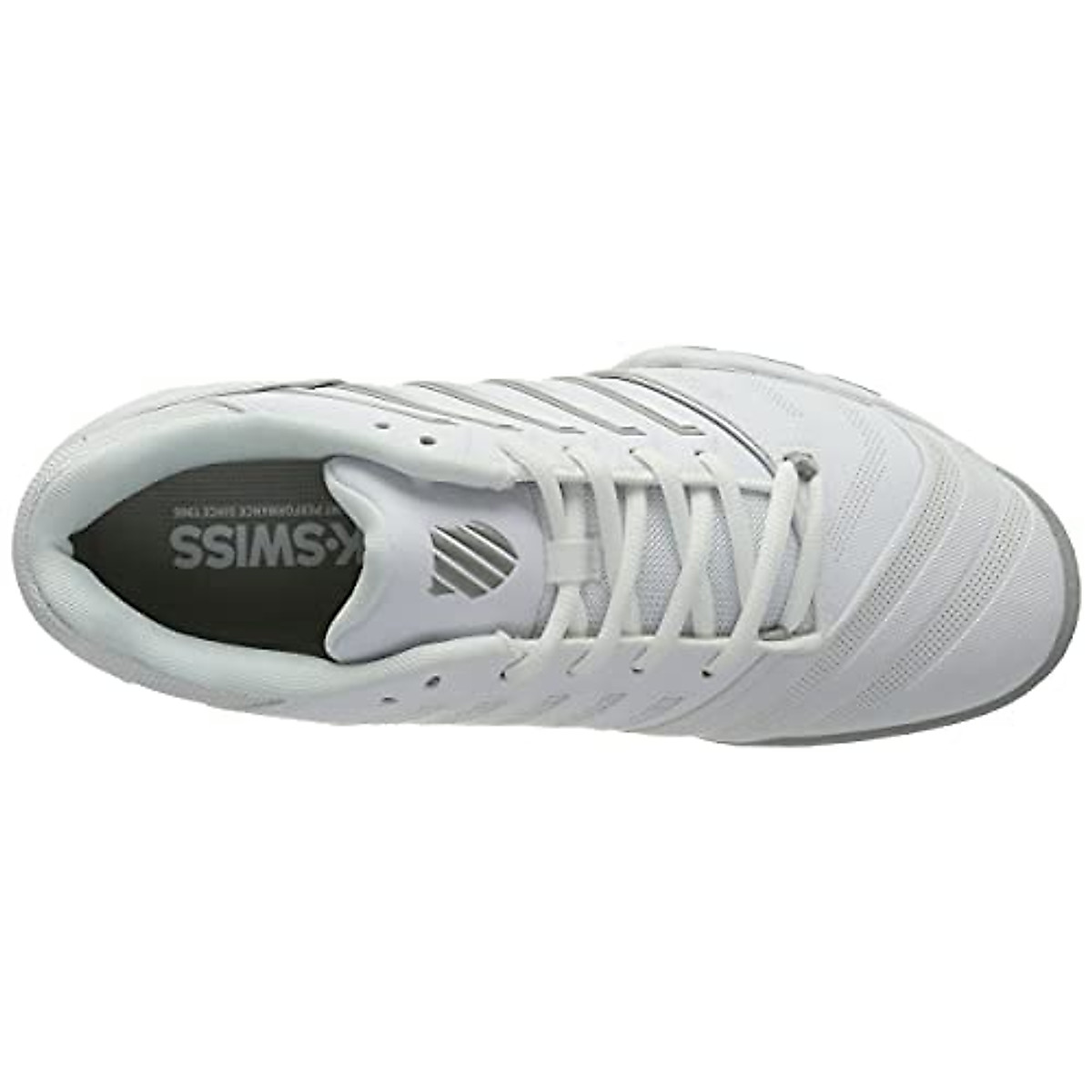 K-Swiss Women's Bigshot Light 4 Tennis Shoe, White/Highrise/Silver, 8 M