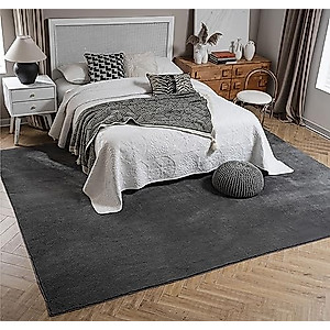 STARUIA Soft Large Area Rug 8'x10', Grey Washable Rug for Living Room, Non-Slip Shaggy Rug for Bedroom, Furry Nursery Rug Gray Fluffy Carpet for Playroom Boys Girls Room Dorm