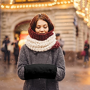 Wed2BB Faux Fur Hand Muffs Women Warm Faux Fur Muffs Black