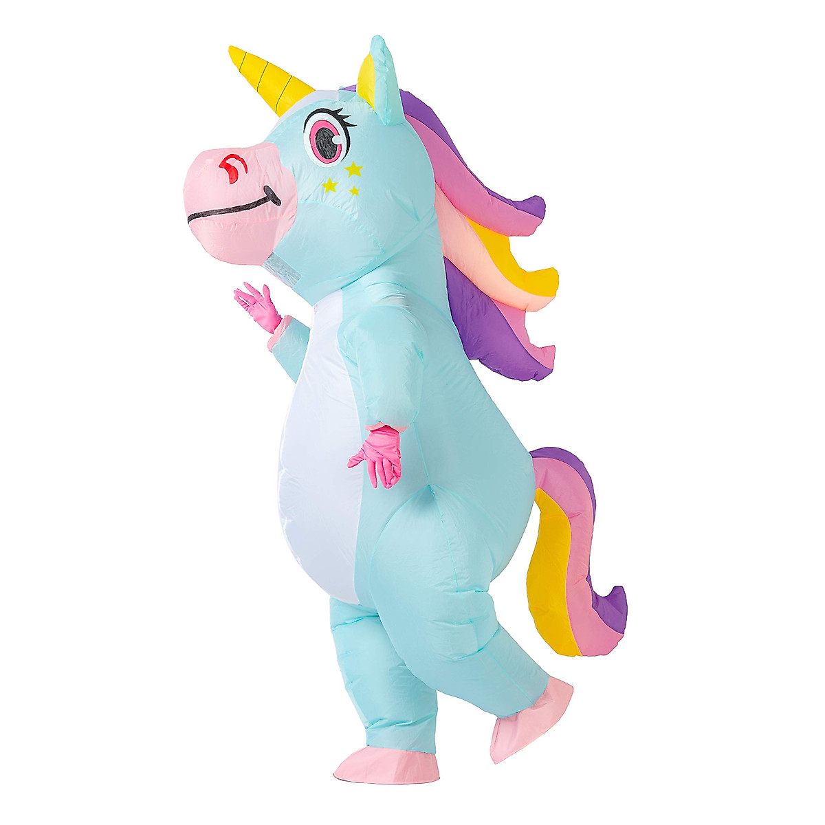 Spooktacular Creations Inflatable Costume Adult, Full Body Riding a Unicorn Blow Up Costume for Halloween Inflatables Costume Dress-Up Party (Blue)