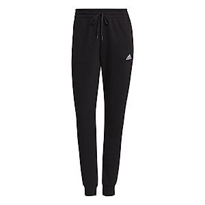 adidas Women's Essentials Fleece Tapered Cuff Pants, Black/White, Medium