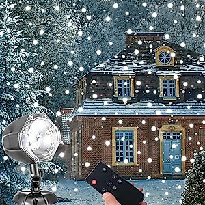AOLOX Snowfall LED Lights Christmas Snow Rotating Projectors Lights Remote Control Waterproof Outdoor Landscape Decorative Lighting for Patio,Garden,Halloween,Christmas,Holiday,Wedding,Party