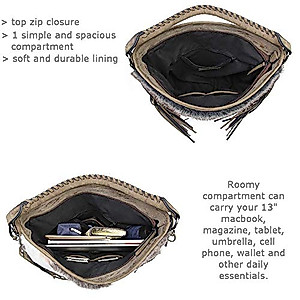 SHOMICO Fur Hobo Bag Fringe Purse for Women Boho shoulder Big (Large Fur Brown)