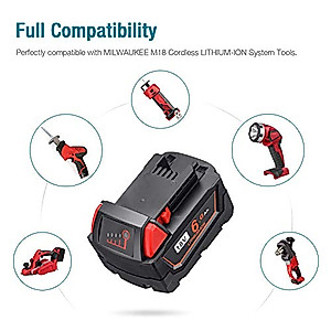Upgraded 6.0Ah 18V Replacement Battery - Compatible with Milwaukee M 18 48-11-1852 18V Lithium XC Cordless Power Tools & Charger for Milwaukee M12 M14 M 18 Li-ion Battery