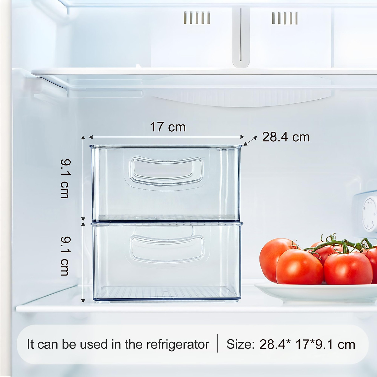 Heyuzb 8 Pack Clear Freezer Organizer Bins Stackable Chest Freezer Organizer Deep Freezer Organizer Bins with Side Handles for Bottom Freezer