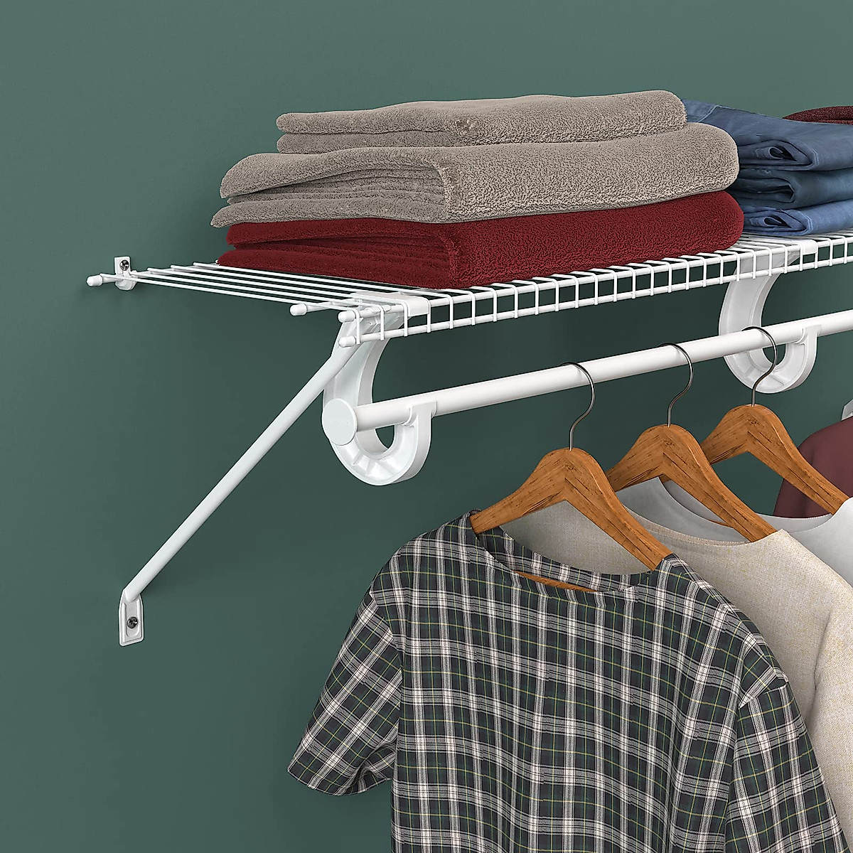 ClosetMaid Support Bracket for SuperSlide Hanging Bar Closet Rod, for Wire Shelving, White, 3.9 x 0.9 x 5.8 inches