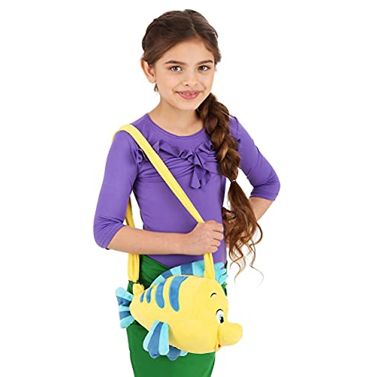 Disney The Little Mermaid Flounder Costume Companion Pouch Bag Accessory for Kids, Cosplay, Halloween, & Beach Party Standard