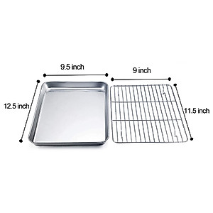 TeamFar Baking Tray and Rack Set, Stainless Steel Baking Pan Cookie Sheet with Cooling Rack, 12.5 x 10 x 1 inch, Non Toxic & Healthy, Easy Clean & Dishwasher Safe