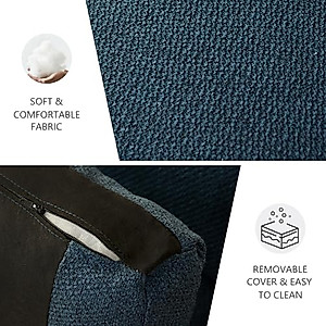 Cpintltr U Shaped Sectional Sofa Modern Convertible Modular Couch with Reversible Chaise Upholstered Linen 5-Seat Sofa Furniture Set with Ottomans for Living Room (Navy Blue,5+2)