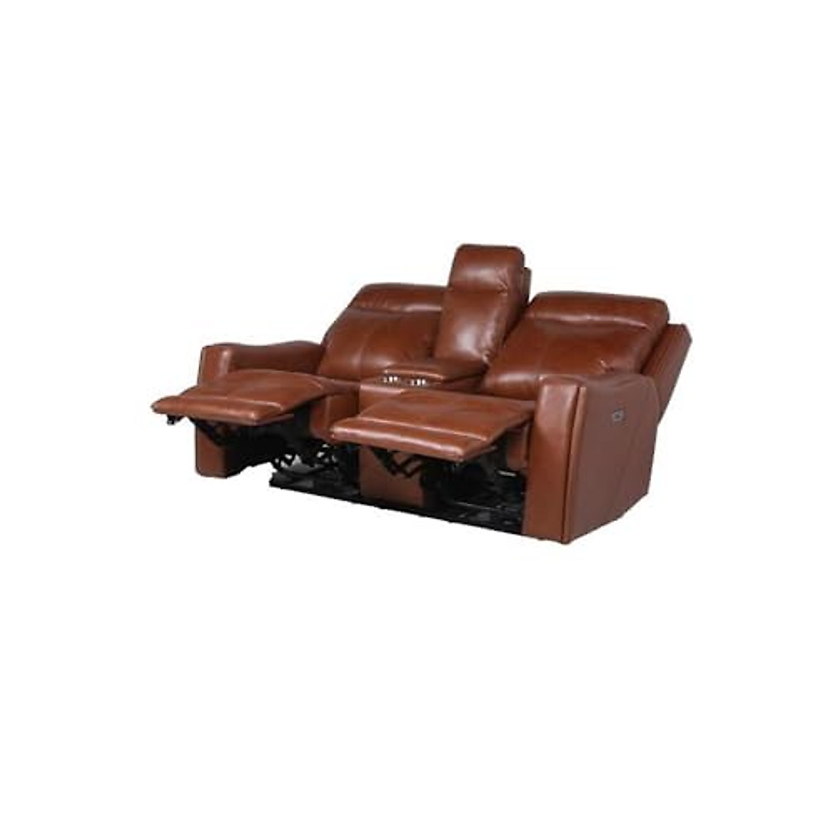 Steve Silver Natalia Power Reclining Loveseat-Top-Grain, Articulating Headrest, USB Charging, Coach Color Love Seats, 72.5" L x 39" W x 42" H, Caramel Leather