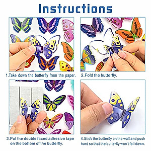 PARLAIM 104PCS Butterfly Wall Decals for Wall-3D Butterflies Wall Stickers Butterfly Decoration Butterflies Decoration Removable Mural Decals Home Decoration for Kids Nursery Bedroom Living Room Decor