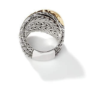 John Hardy WOMEN's Classic Chain Hammered 18K Gold and Silver Crossover Ring (7)