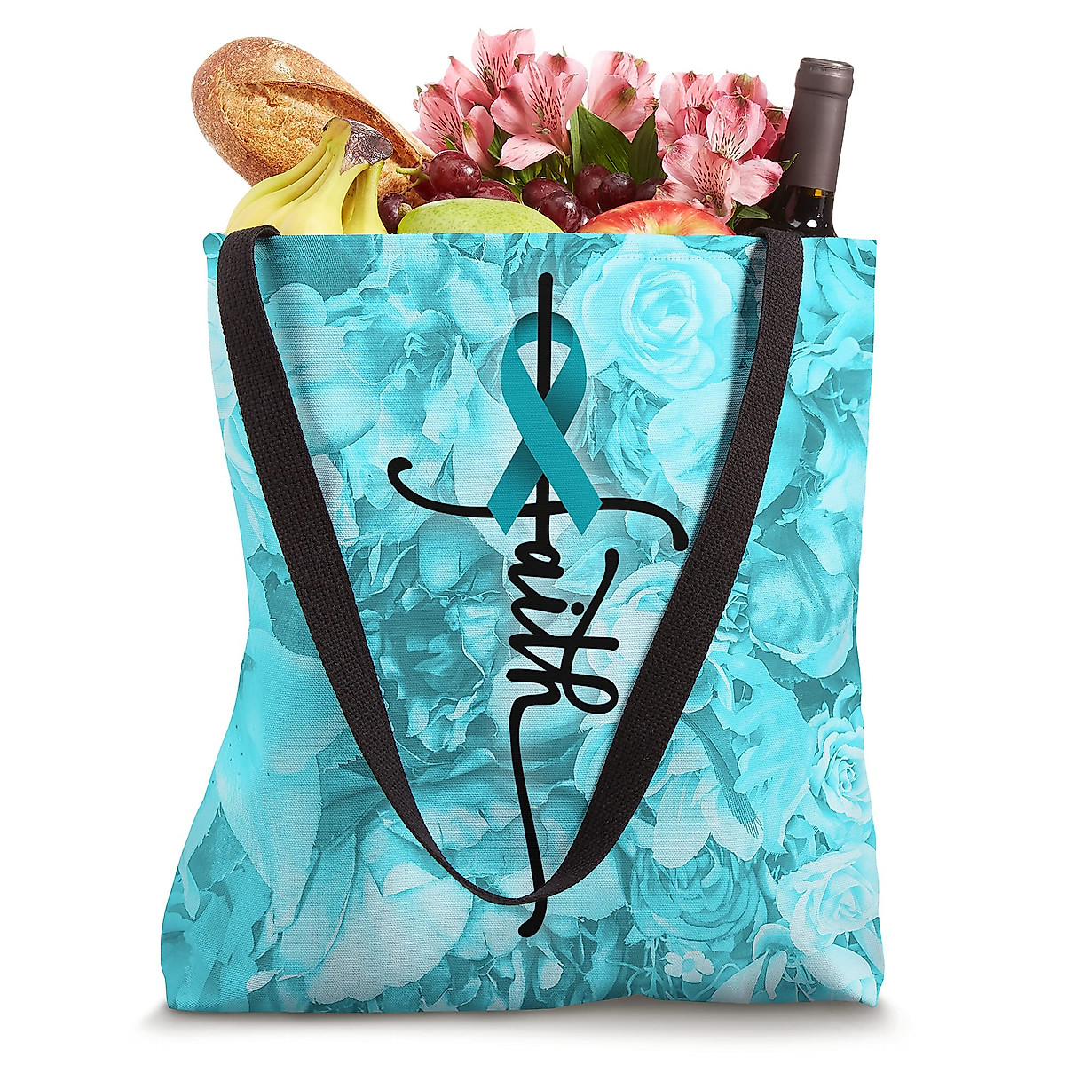 Ovarian Cancer Faith Ovarian Cancer Awareness Support Tote Bag
