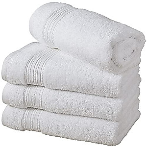 ERINA Large Hand Towels 16 x 28 Inch (4 Pack) - Heavy GSM 100% Ring Spun Combed Cotton Quick Drying Highly Absorbent Towels - Soft Hotel Quality for Bath, Gym and Spa (White)