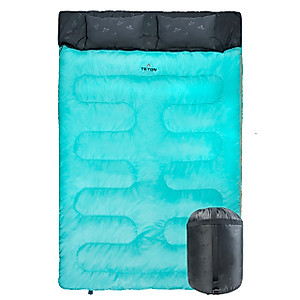 TETON Sports Cascade Double Sleeping Bag; Lightweight, Warm and Comfortable for Family Camping, Teal, 87" x 60"